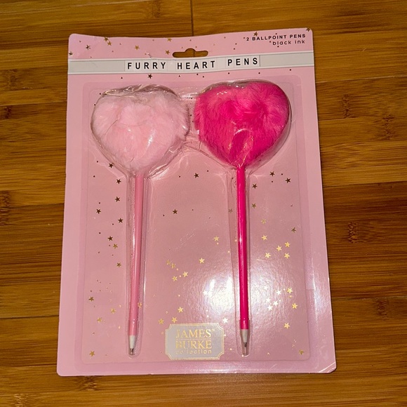 Office | James Burke Collection Furry Heart Pens | Poshmark